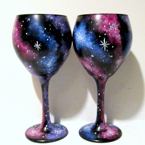 Galaxy, Nebula, Universe Celestial Hand Painted Wine Goblets Set of 2 ...