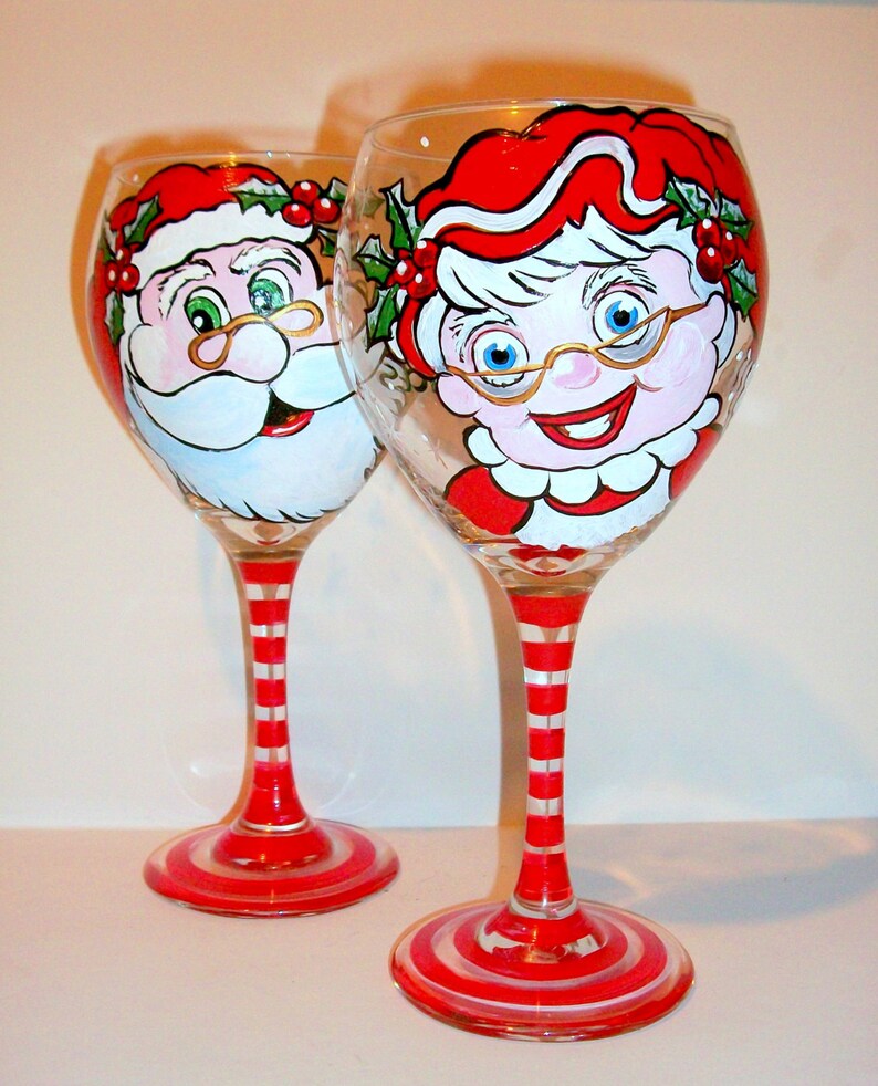 Mr And Mrs Santa Clause Is Coming Christmas Glassware 2 20 Etsy