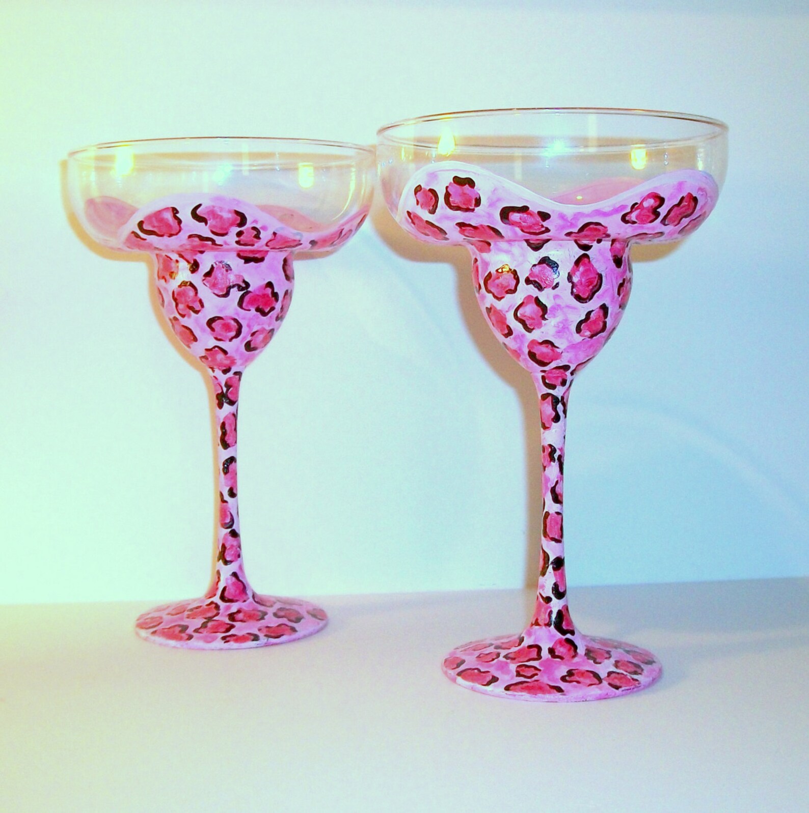 Margarita Glasses Leopard Print Hand Painted Pink Leopard Set | Etsy