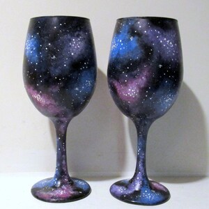 Galaxy, Nebula, Universe Celestial Hand Painted Wine Glasses Set of 2 ...