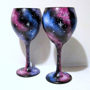 Galaxy, Nebula, Universe Celestial Hand Painted Wine Goblets Set of 2 ...