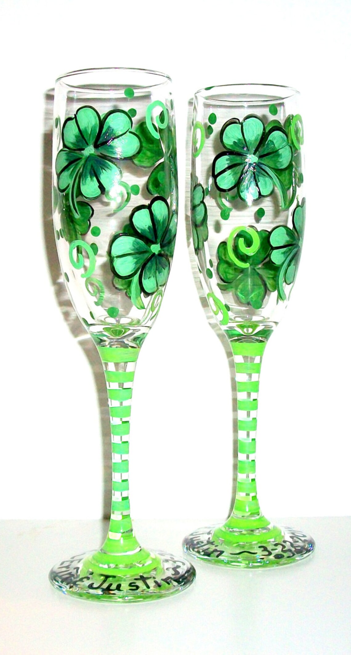 Wedding Glasses 4 Leaf Clover Shamrocks St.patrick's Day | Etsy