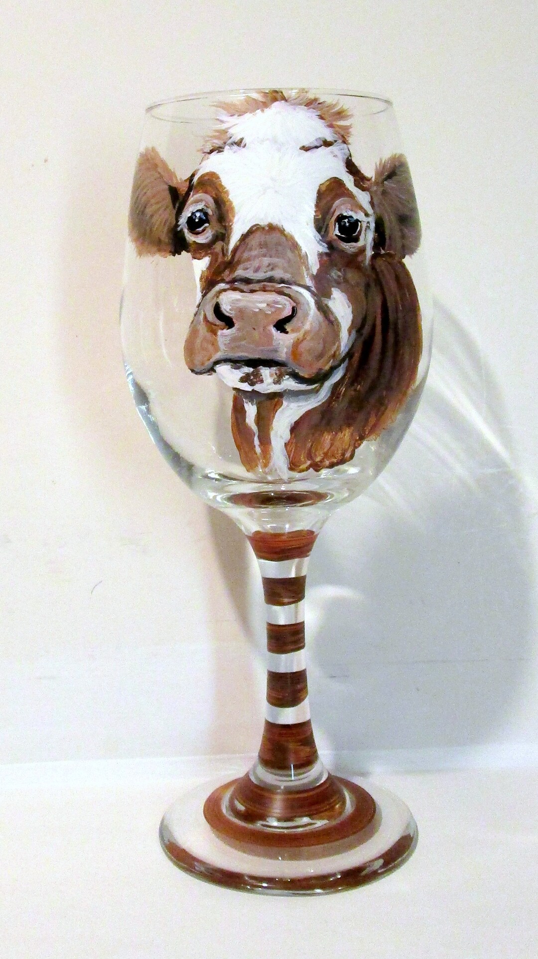 Hand Painted Cow Portrait Wine Glass: Custom Pet Art - Etsy