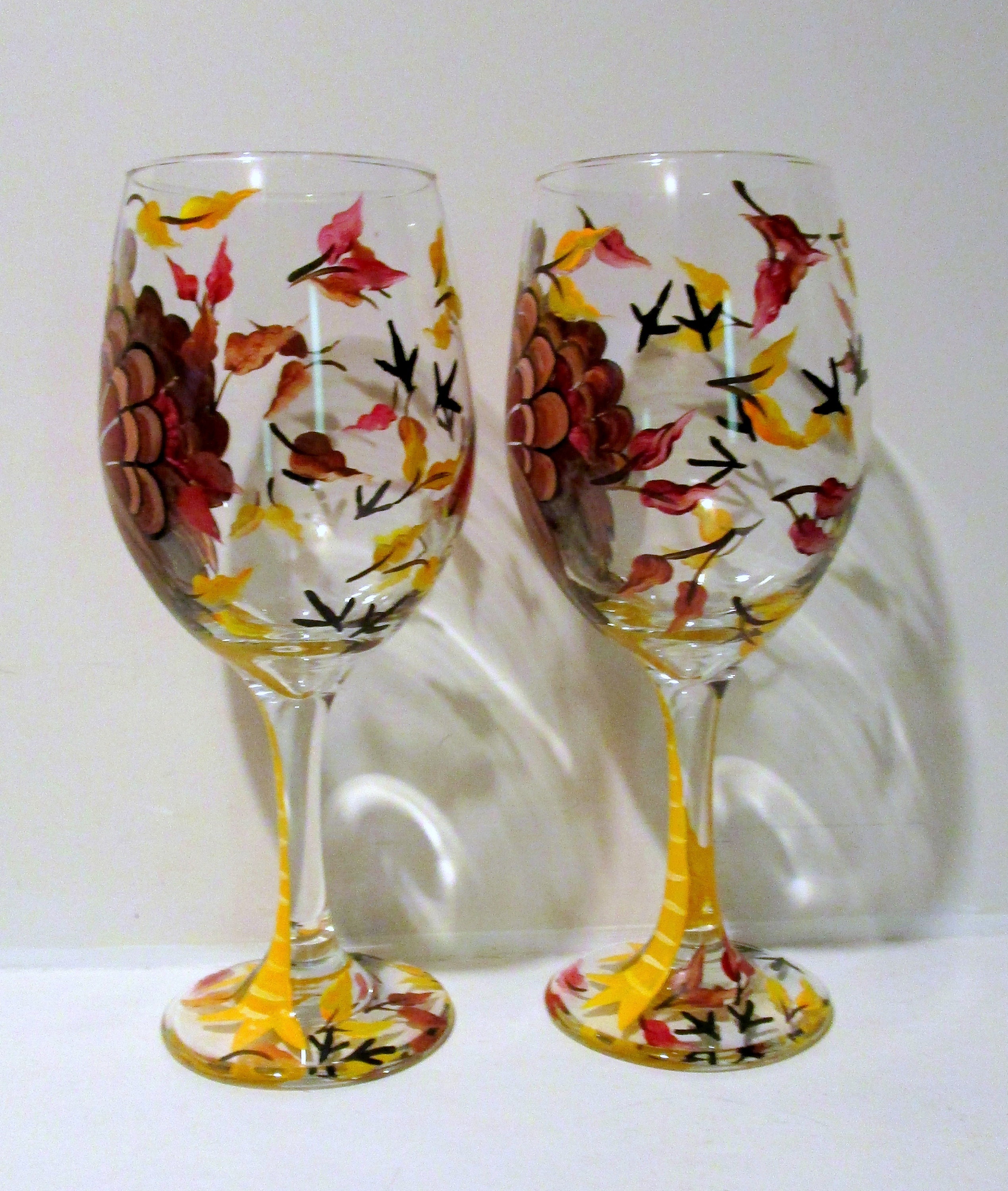 Turkey Hand Painted Wine Glasses Thanksgiving Decor, Fall Decor, Autumn ...