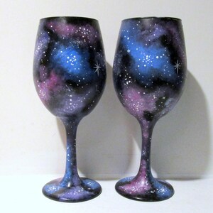 Galaxy, Nebula, Universe Celestial Hand Painted Wine Glasses Set of 2 ...