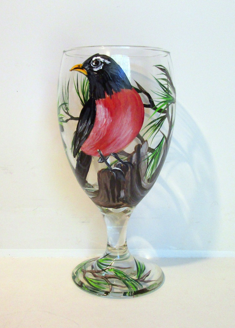 Wild Birds Hand Painted Tea Glasses Set 6 16 oz Cardinal | Etsy