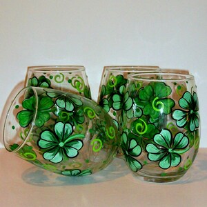 Shamrock or 4 Leaf Clover St.patricks Day Set of 4 - 21 Oz. Stemless ...