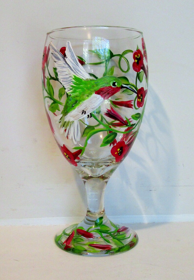 Wild Birds Hand Painted Tea Glasses Set 6 16 oz Cardinal | Etsy