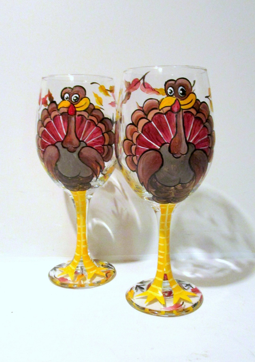 Turkey Hand Painted Wine Glasses Thanksgiving Decor, Fall Decor, Autumn ...