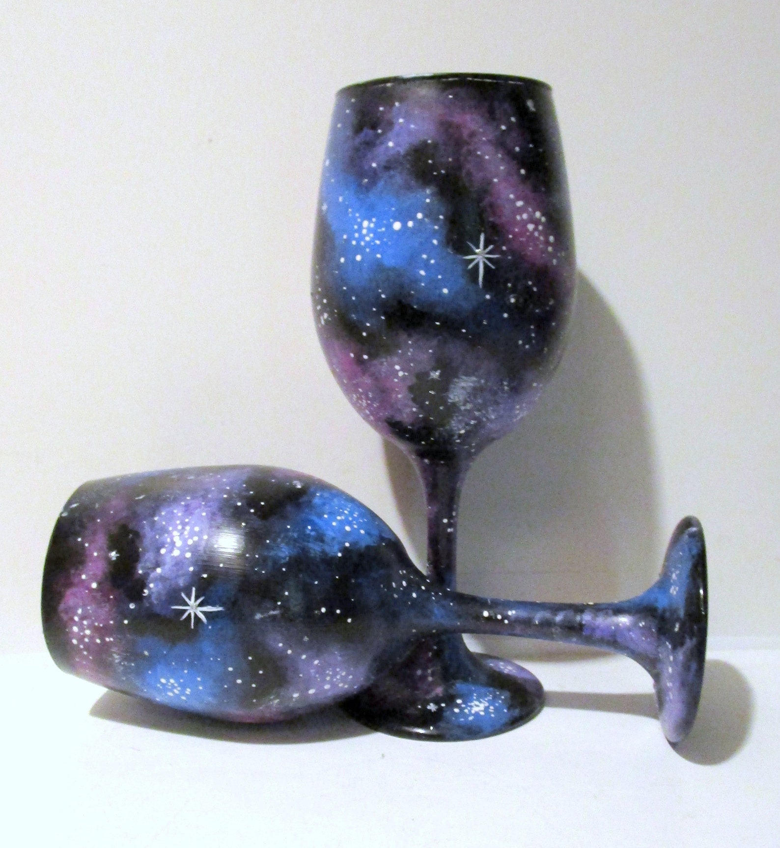Galaxy Nebula Universe Celestial Hand Painted Wine Glasses | Etsy