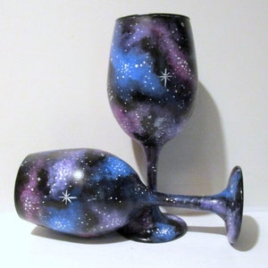 Galaxy, Nebula, Universe Celestial Hand Painted Wine Glasses Set of 2 ...