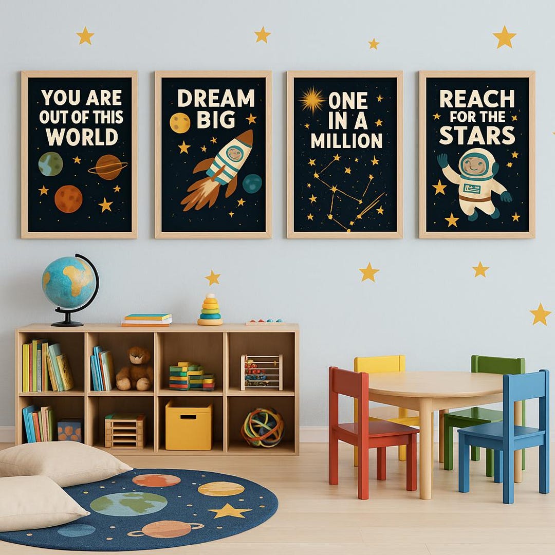 Space-themed Motivational Poster Set for Kids - Set of 4 Prints | 8x10 ...