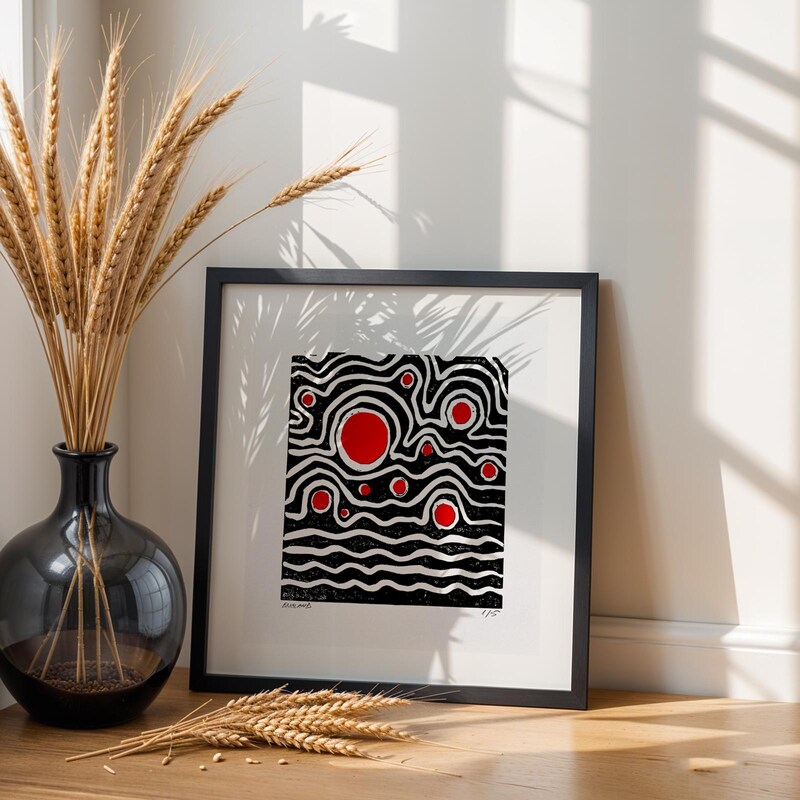 Abstract Linocut - Etsy