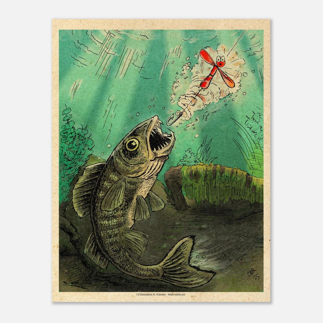 Walleye and Spinner | Fish Art Print | Fish Poster Art | Walleye Print ...