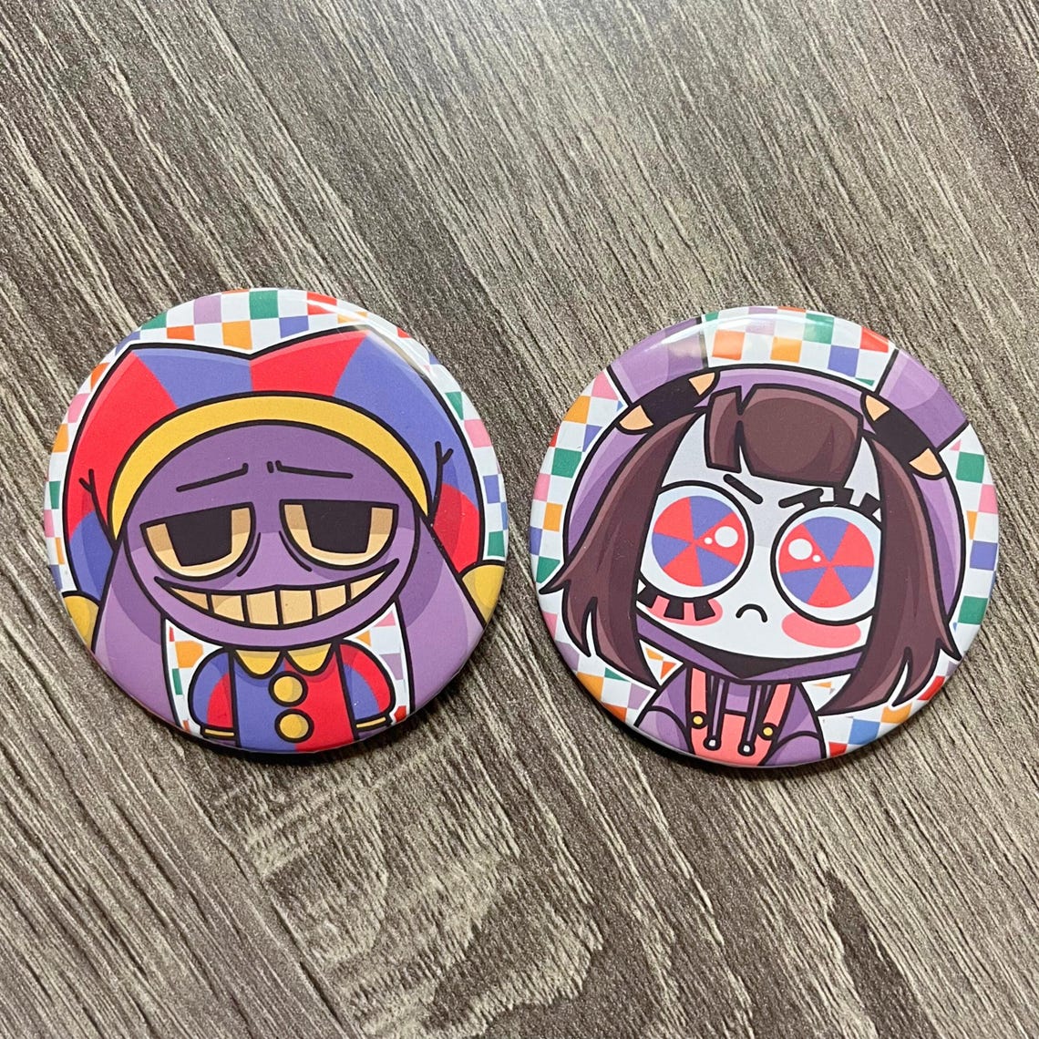 Pomni & Jax Pinback Buttons, the Amazing Digital Circus Character Pins ...