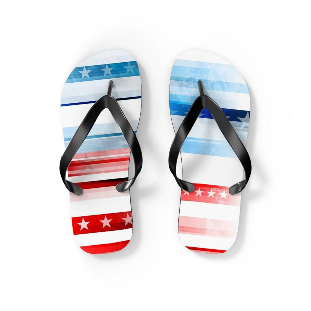 Patriotic Flip Flops, Summer Sandals, 4th of July Beachwear, Casual ...