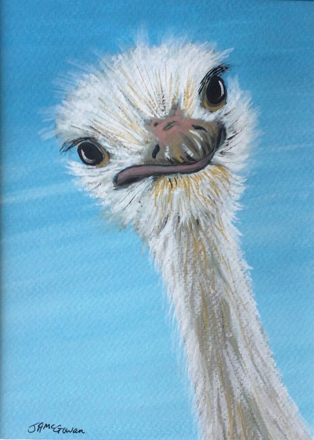 Ostrich. an Original Gouache Painting of an Ostrich - Etsy UK