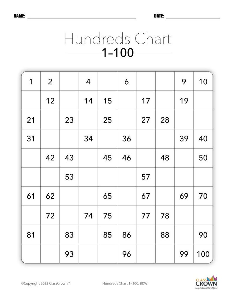 Hundreds Charts Printables Bundle Pack - Etsy