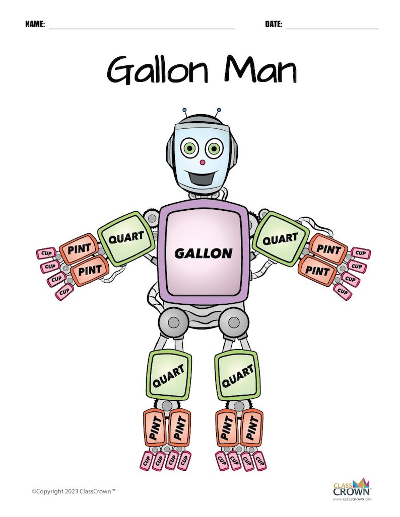 Gallon Man Printable Chart and Worksheet Bundle - Etsy