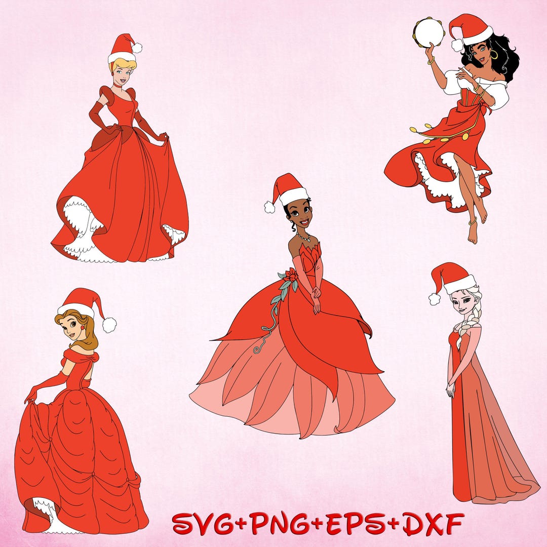 Red Princess Santa Hat Svg Png Christmas, Christmas Princess Svg ...