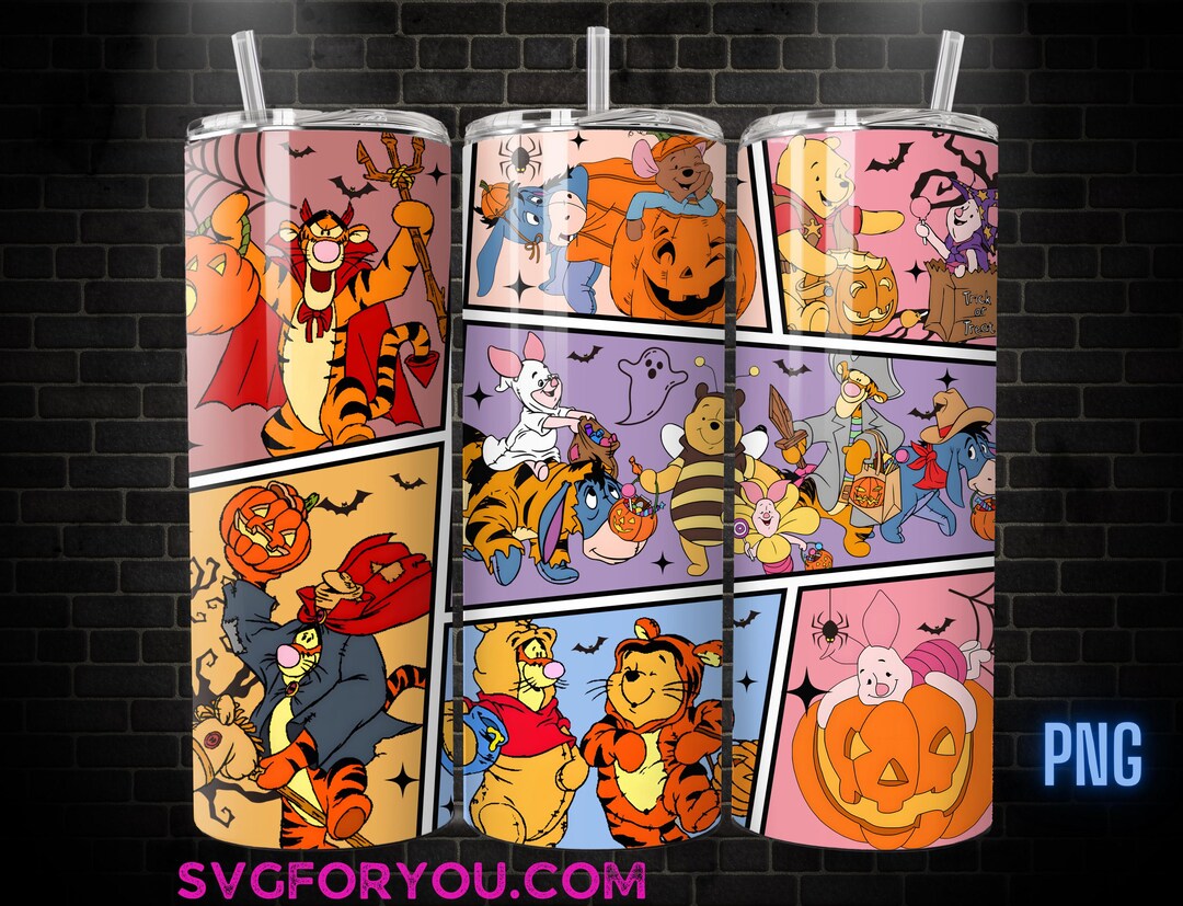 Spooky Mummy Winnie the Pooh Tigger Piglet Eeyore Halloween 20oz Skinny ...