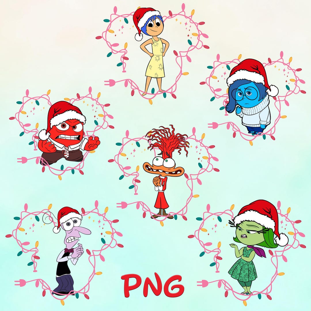 Inside Out All Emotions Mickey Ears Christmas Png, Joy Sadness Anger ...