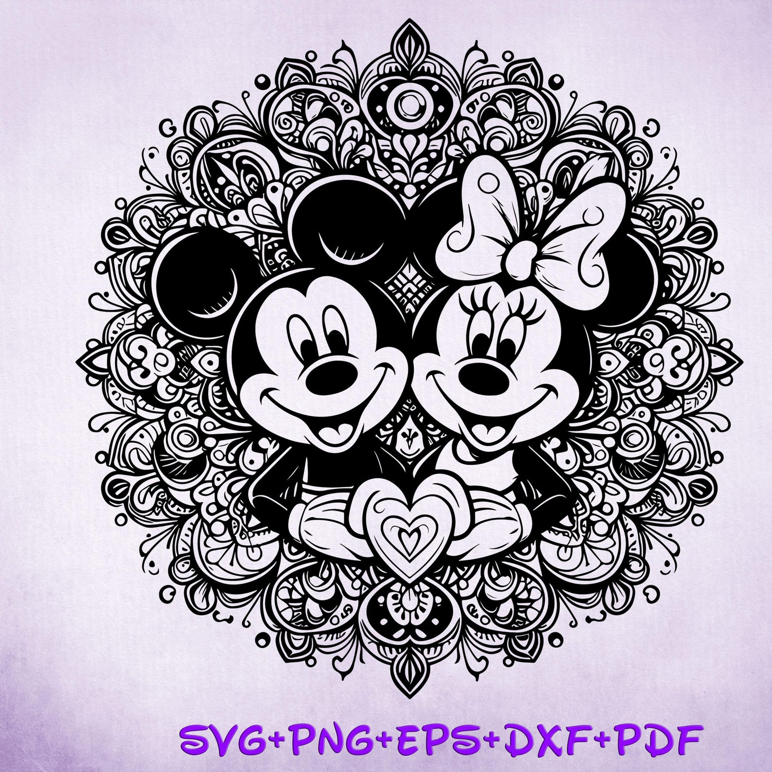 Mickey and Minnie Mouse Mandala SVG, Enchanted Svg, Silhouette Cut ...