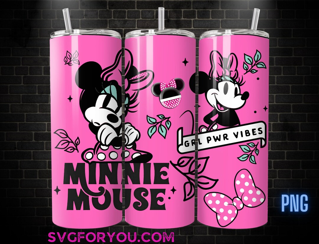 Retro Pink Girl Power Vibes Minnie Mouse 20 Oz Skinny Tumbler, Mickey ...