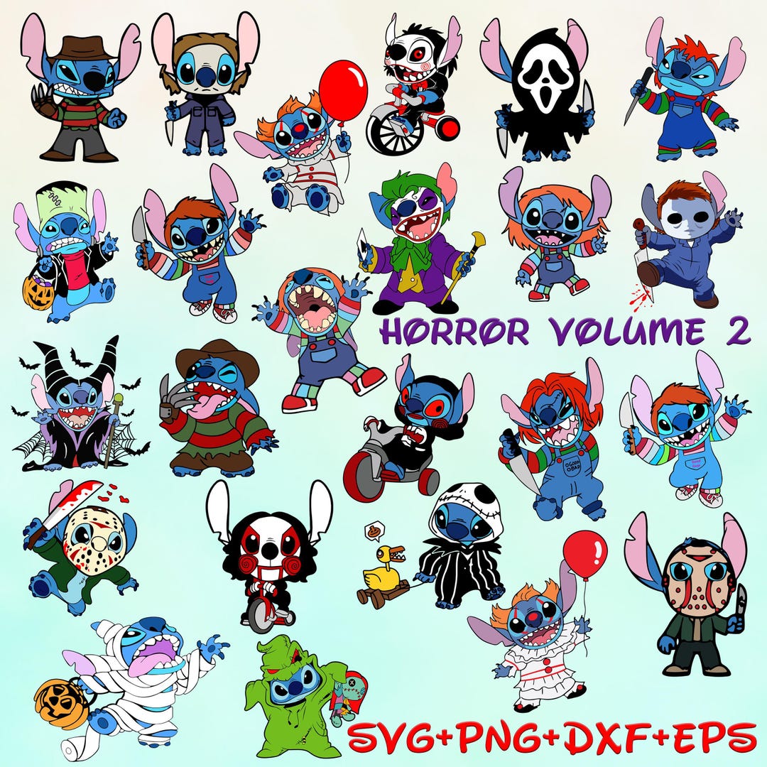 Paquete de SVG de Stitch, Freddy, Oogie Boogie, Jack y IT Evil, paquete ...