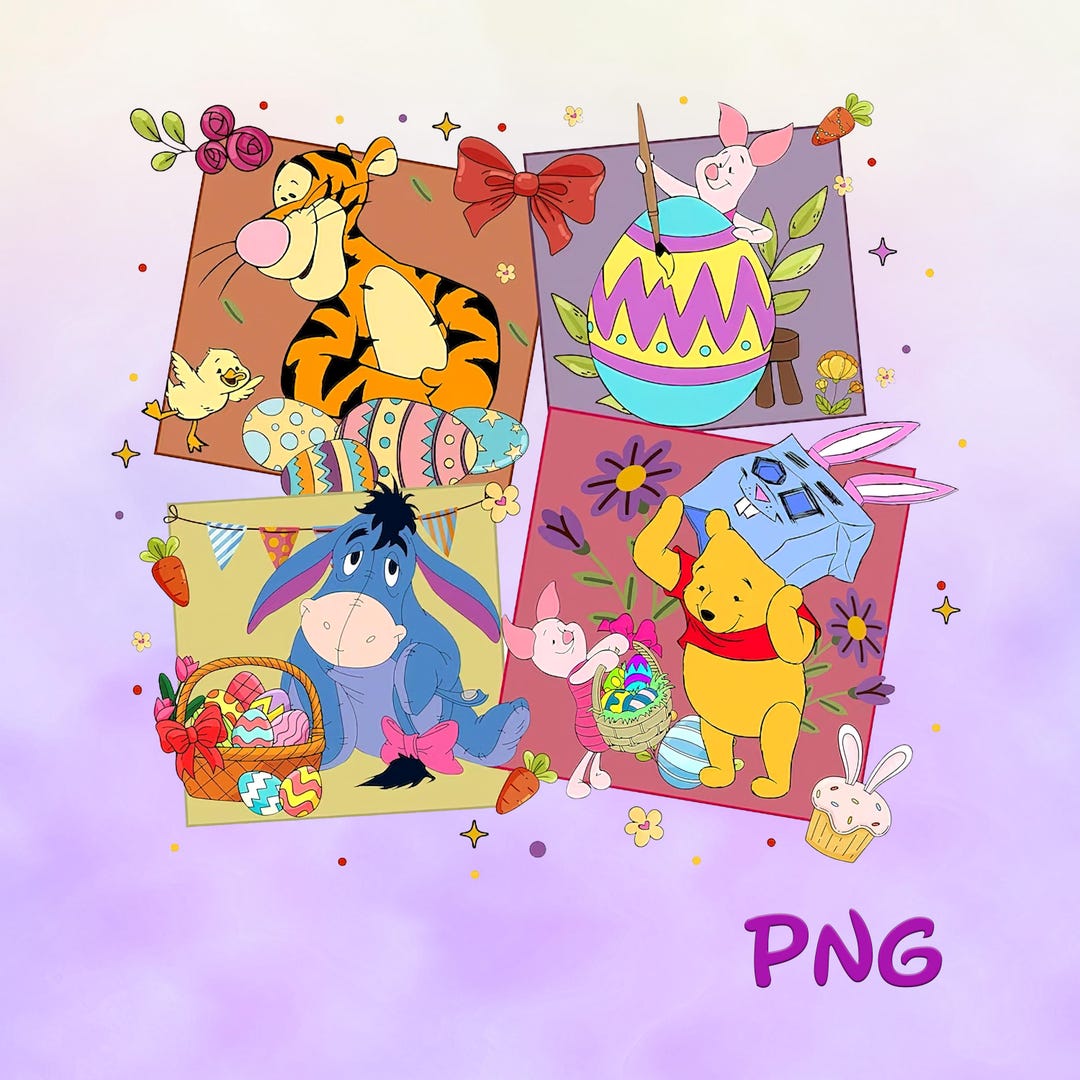 Winnie the Pooh Easter Clipart, Tigger & Friends (digital PNG Files) - Etsy