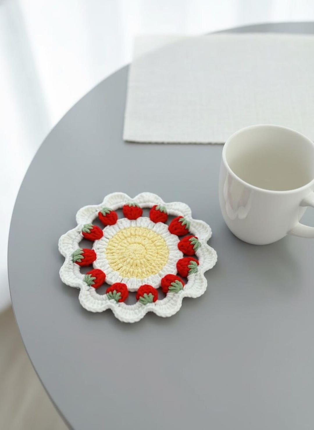 Strawberry Coaster Crochet PDF Pattern - Step by Step Cute Crochet ...
