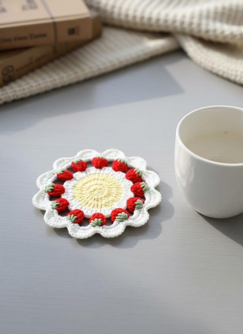 Strawberry Coaster Crochet PDF Pattern - Step by Step Cute Crochet ...