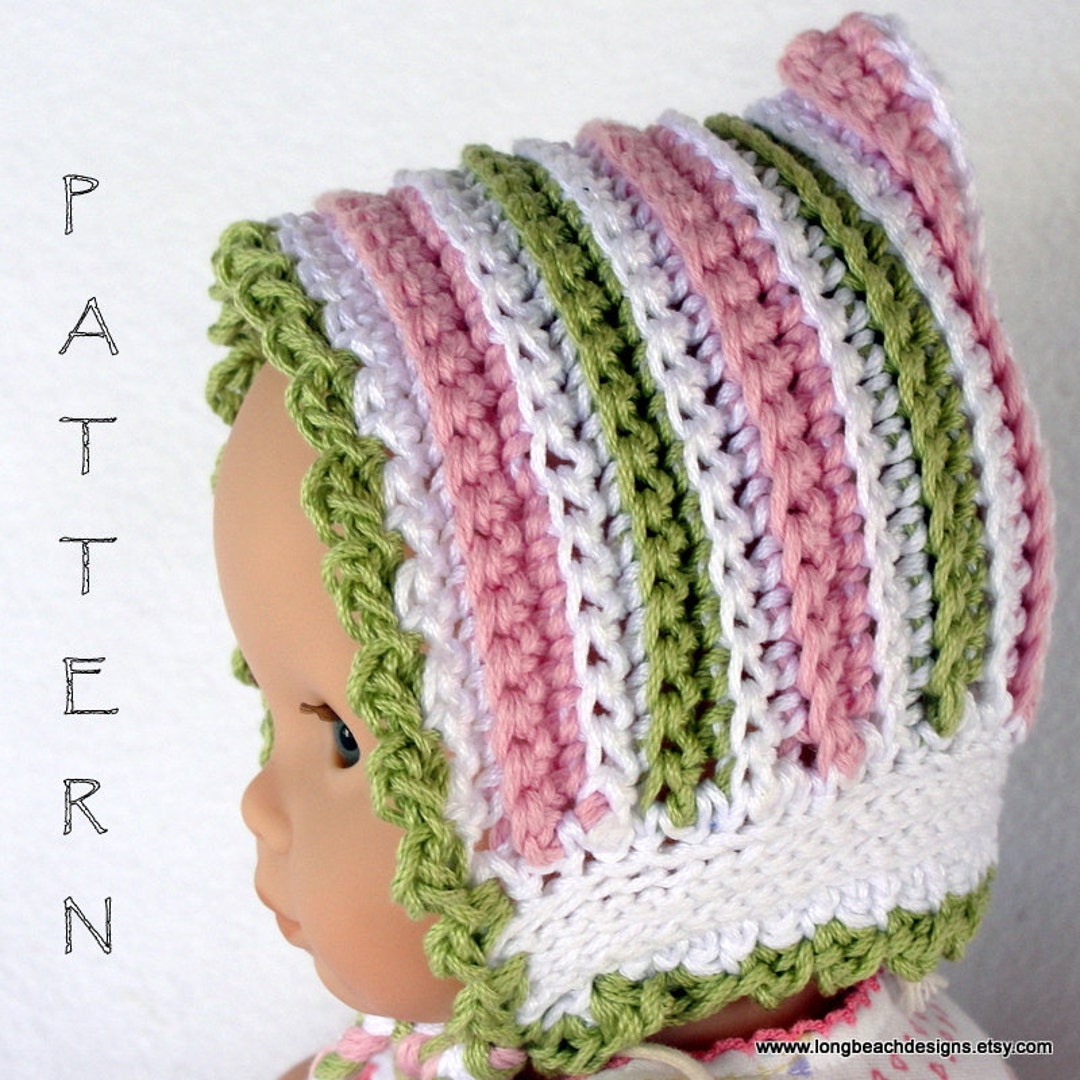 Crochet Doll Hat, Crochet Hood Style Hat Crochet, Doll Elfin Striped ...