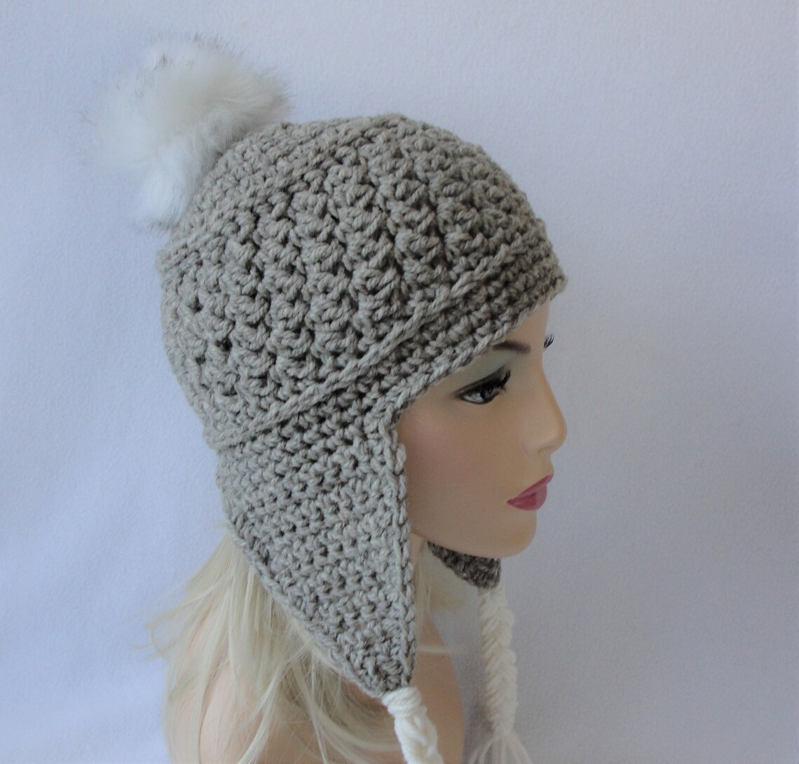 Crochet Pattern, Crochet Ear Flap Pattern, Long Ridge Ear Flap Beanie ...
