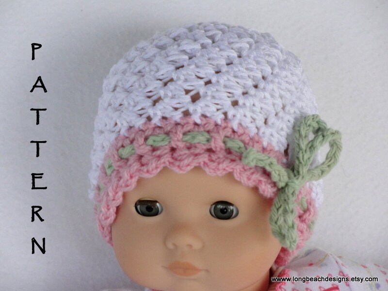 Crochet Doll Hat Pattern Doll Ribbon Hat Pattern for Bitty - Etsy