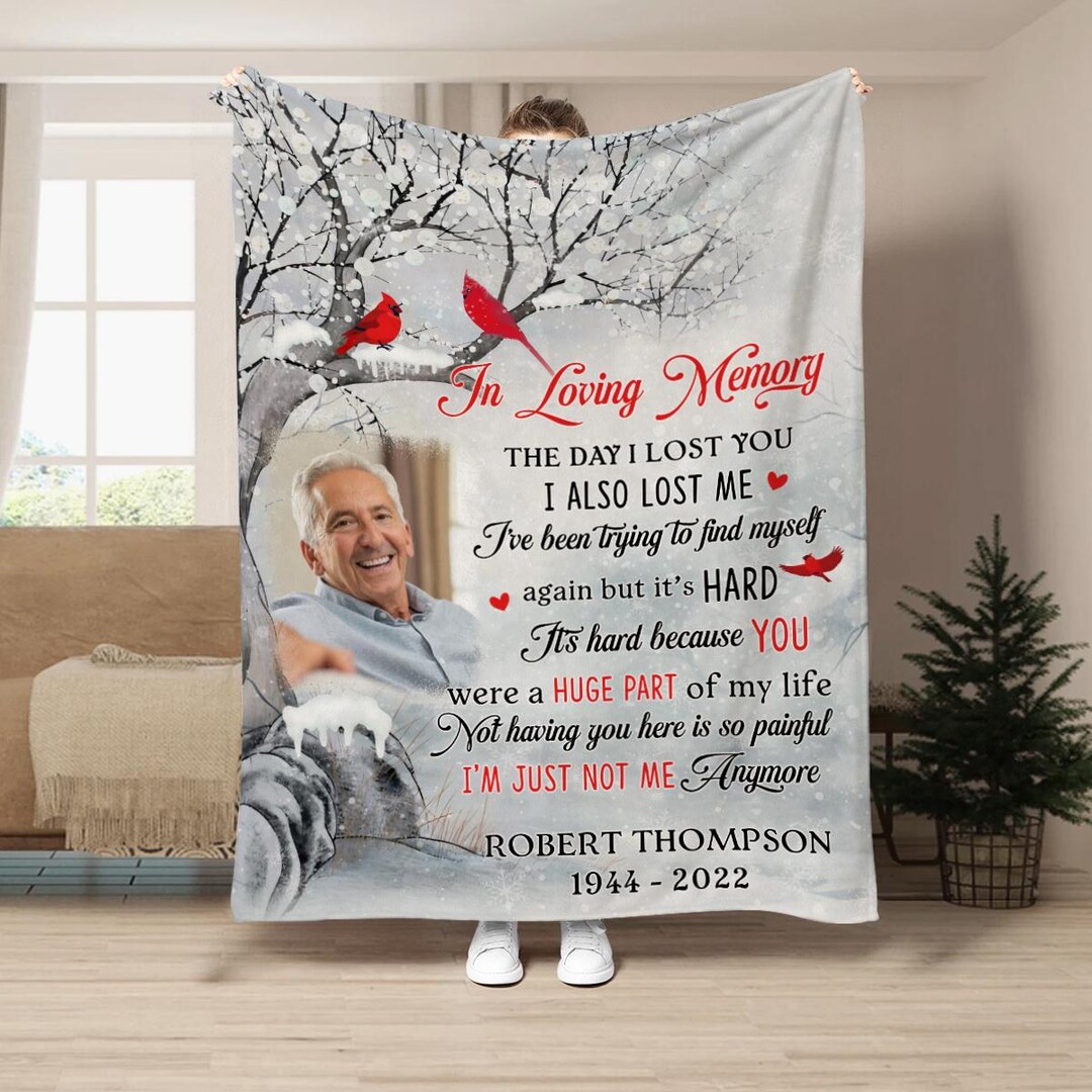 In Loving Memory Blanket, Custom Photo Sympathy Blanket Gift ...