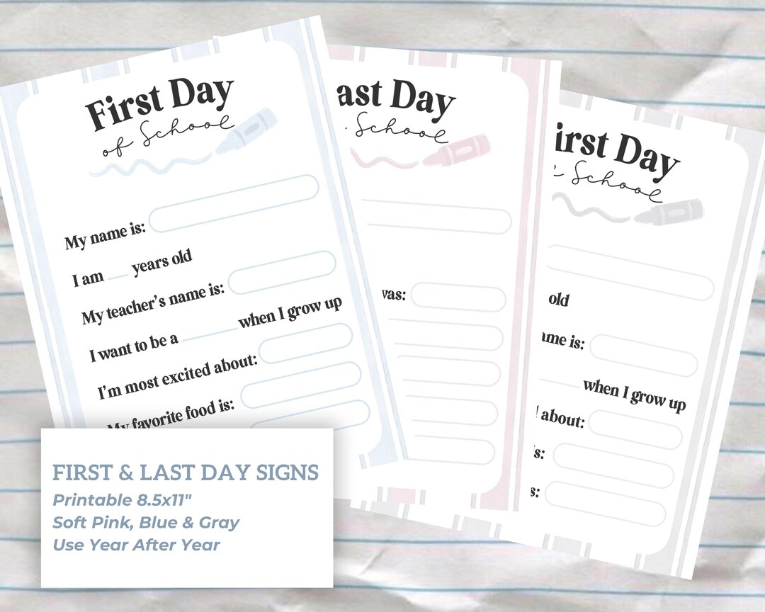 Printable First and Last Day of School Signs - Etsy