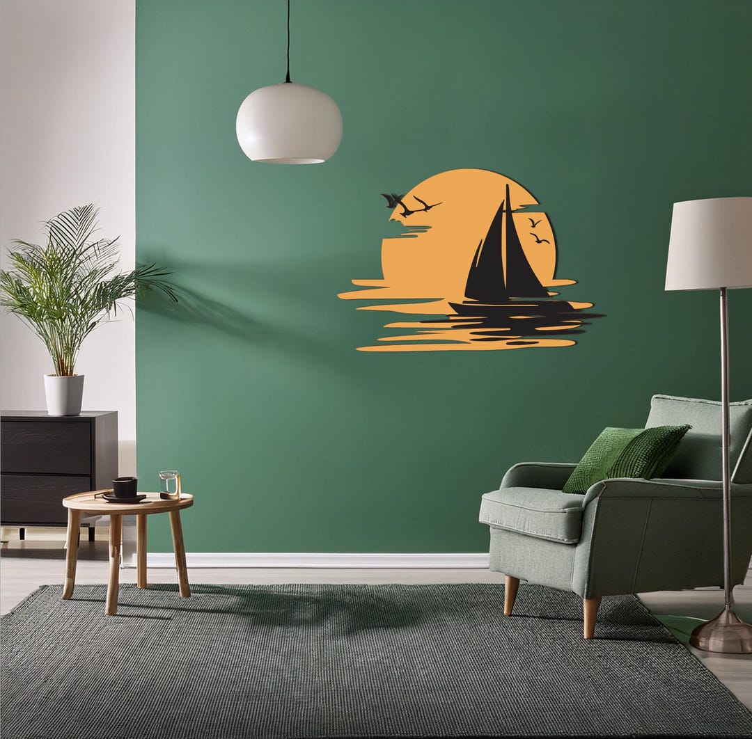 Coastal Sunset Sailboat Wood Wall Art - Ocean Beach Decor - Nautical ...