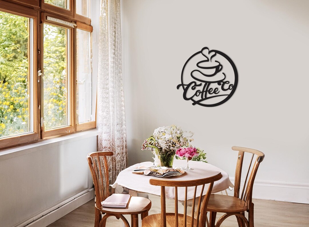 Modern Coffee Shop Wall Sign – 24" Round Black Wood Coffee Co Decor ...