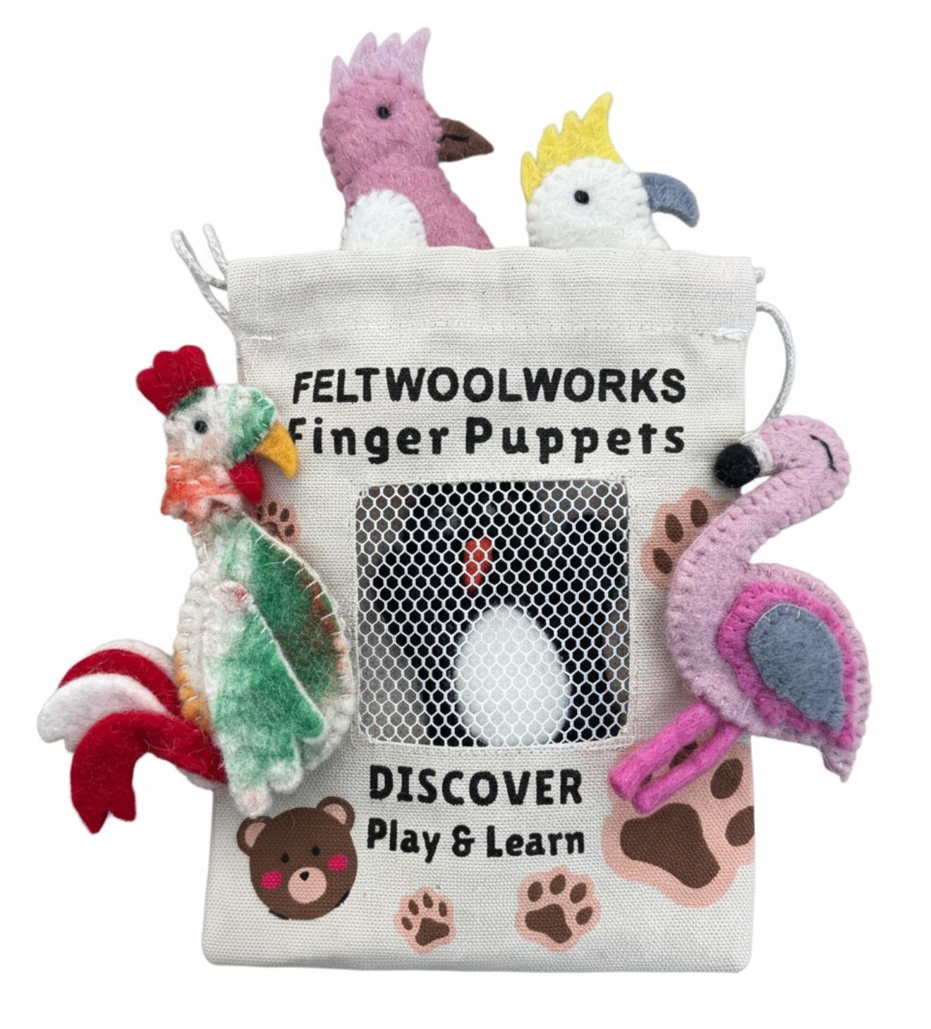 Felt Birds Finger Puppet – Handmade Wool Toys – Imaginative Play for ...