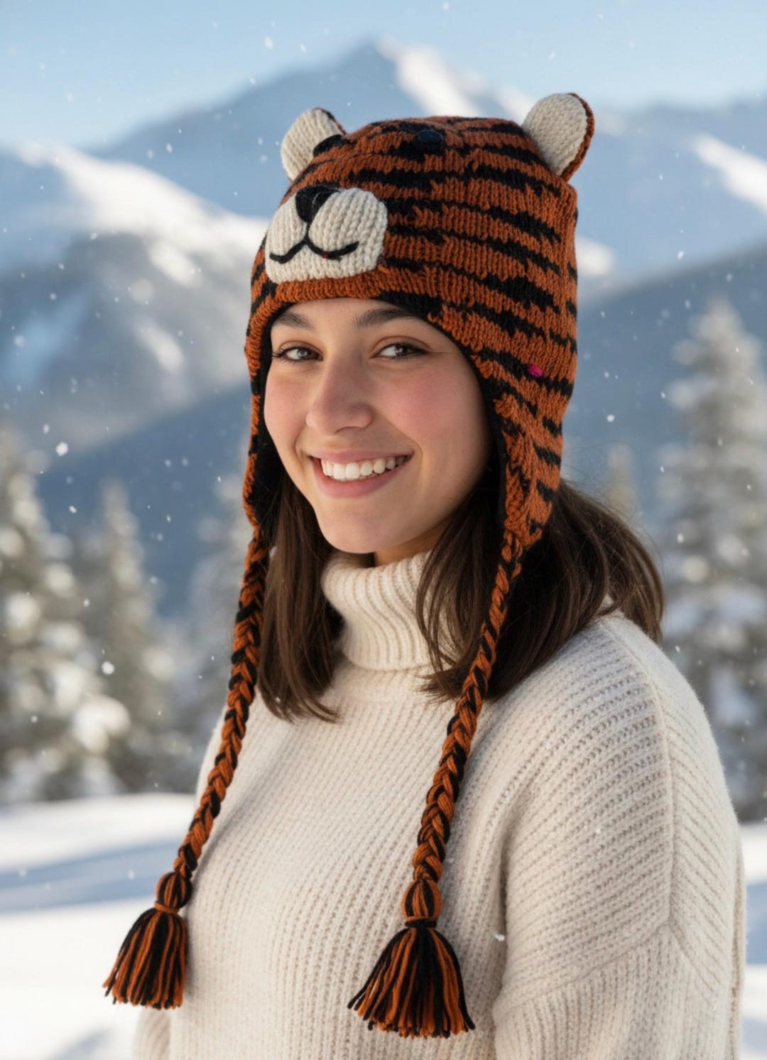 Handmade Wool Animal Hat – Knitted Funny Winter Beanie – Warm Animal ...