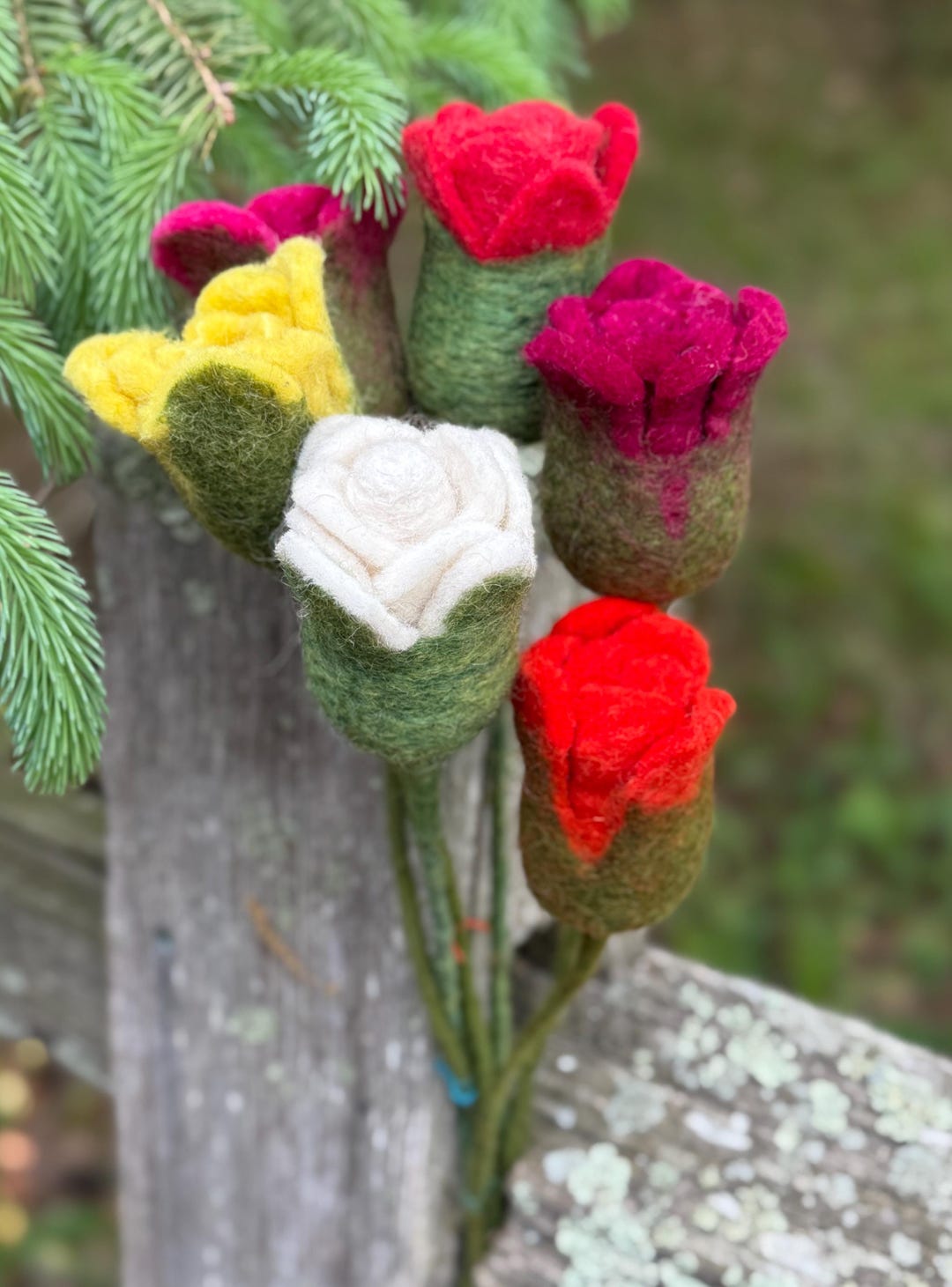 Needle Felted Wool Flower Bouquet: Handmade Rose-style Decor - Etsy