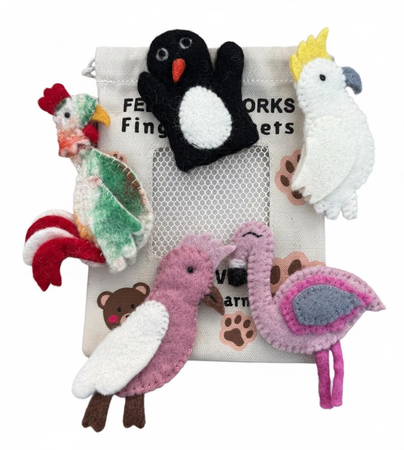 Felt Birds Finger Puppet – Handmade Wool Toys – Imaginative Play for ...
