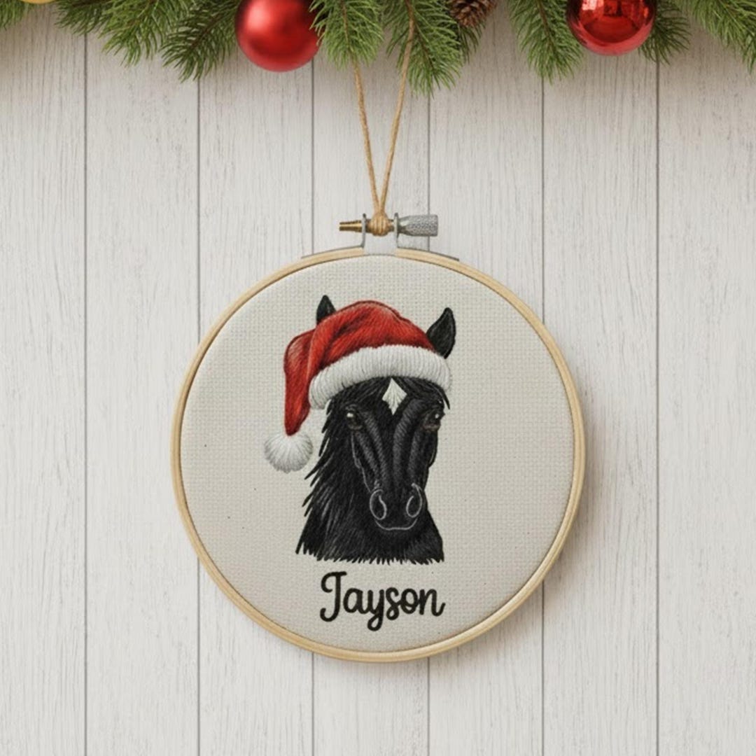 Custom Embroidered Pet & Horse Portrait Ornament 2025 – Personalized ...