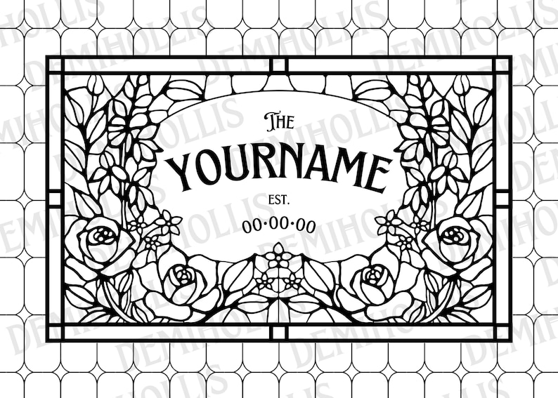 Faux Stained Glass Wedding Sign Template - Etsy