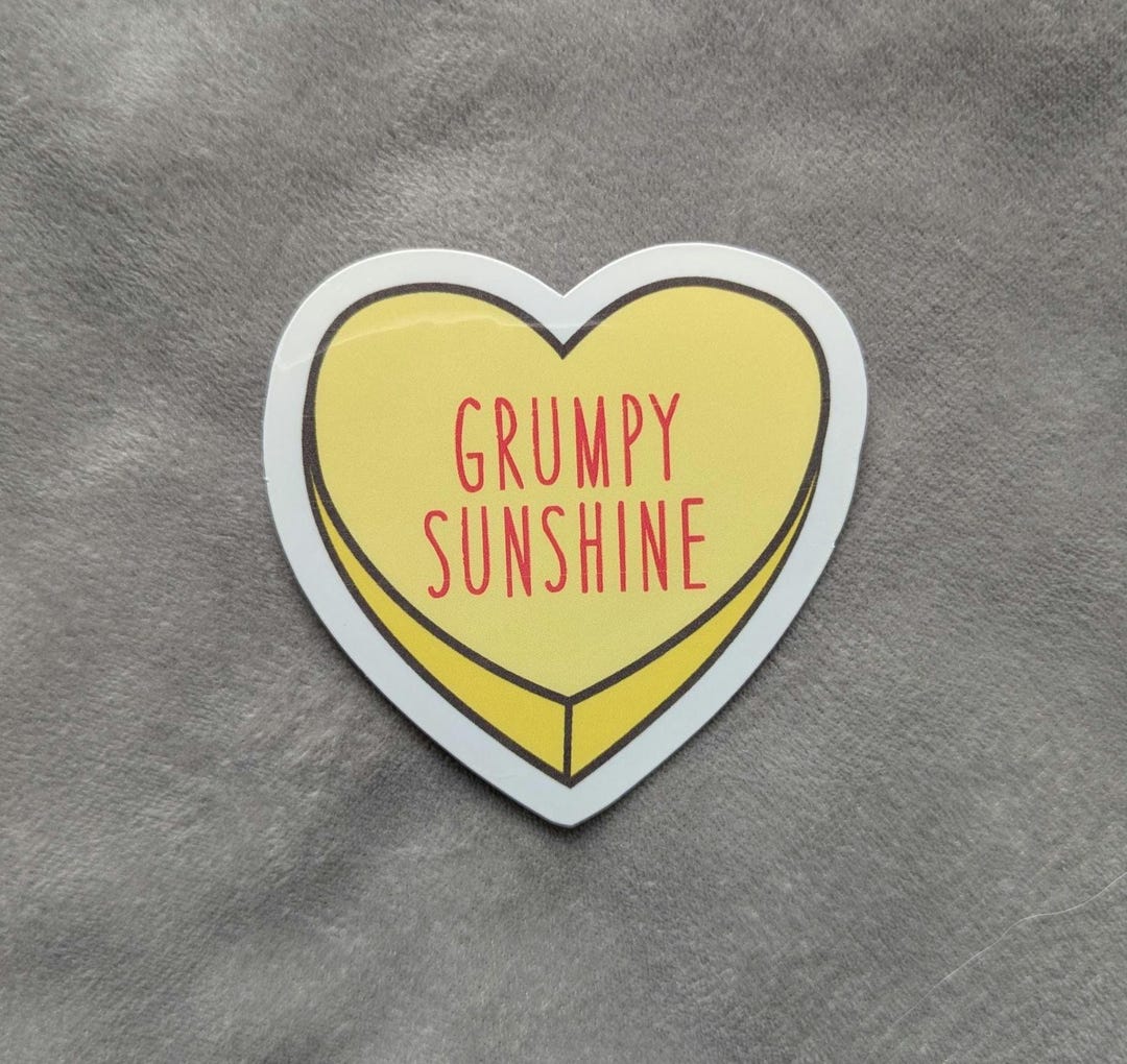 Grumpy Sunshine Trope Candy Heart Sticker - Etsy