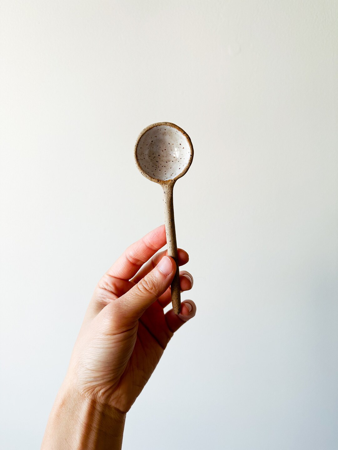 Lolli Spoon // Handmade Ceramic Spoon // Speckle Brown With White Glaze ...
