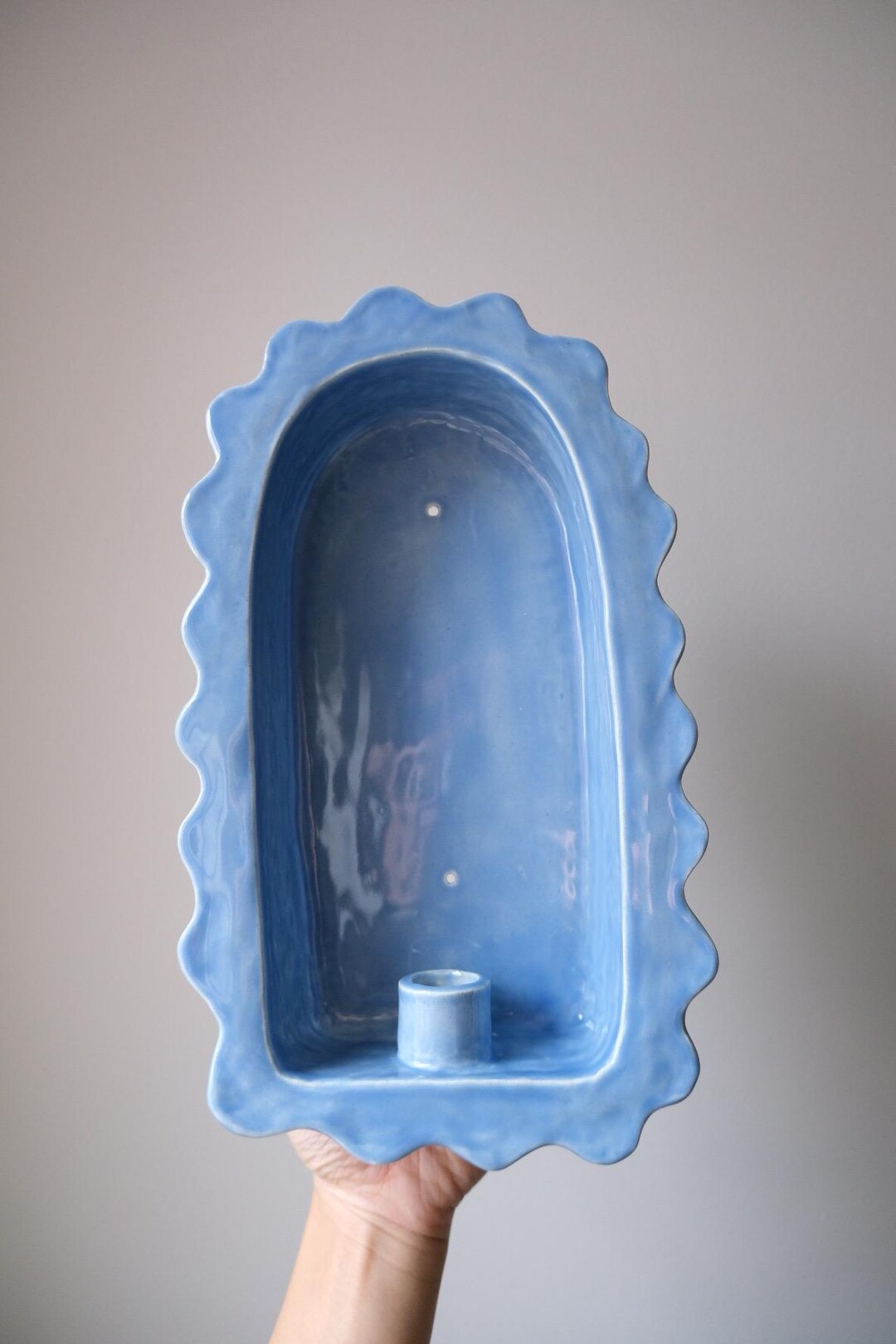 Ceramic Wall Altar in Blue Scallop Edge - Etsy