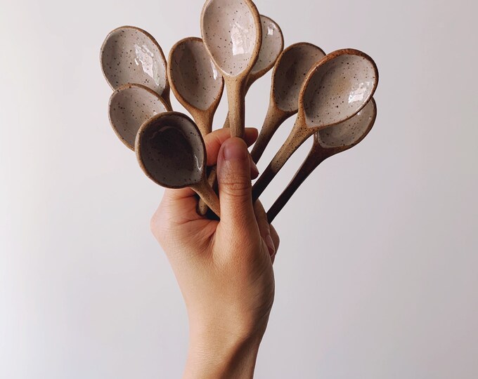 Twiggy Spoon // Handmade Ceramic Spoon // Speckle Brown With White ...