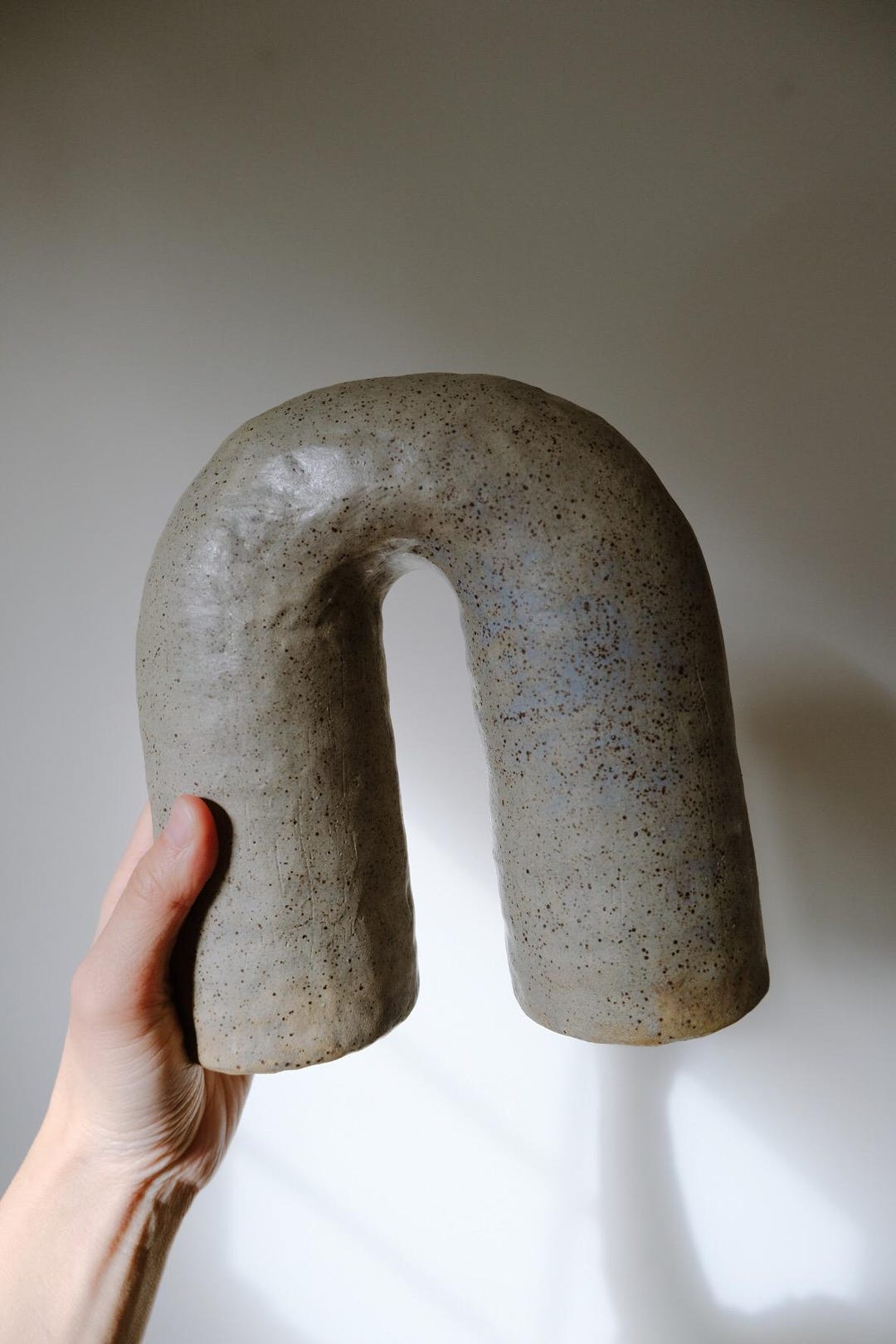 SAMPLE SALE // Handmade Ceramic Arch Vase, Blue Speckle - Etsy